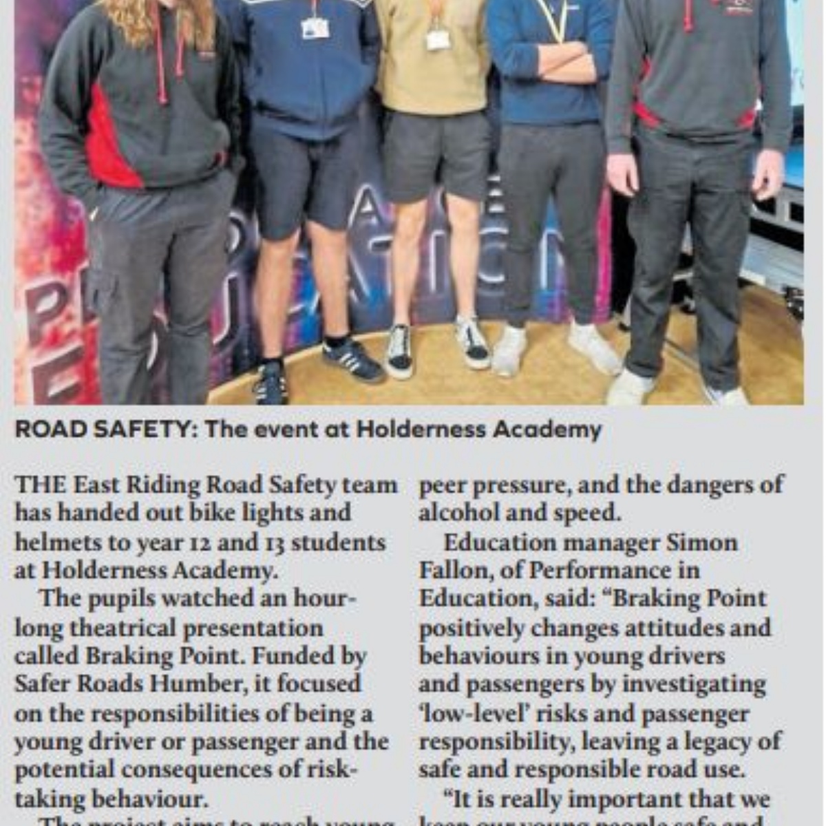 Road Safety event - Holderness Academy