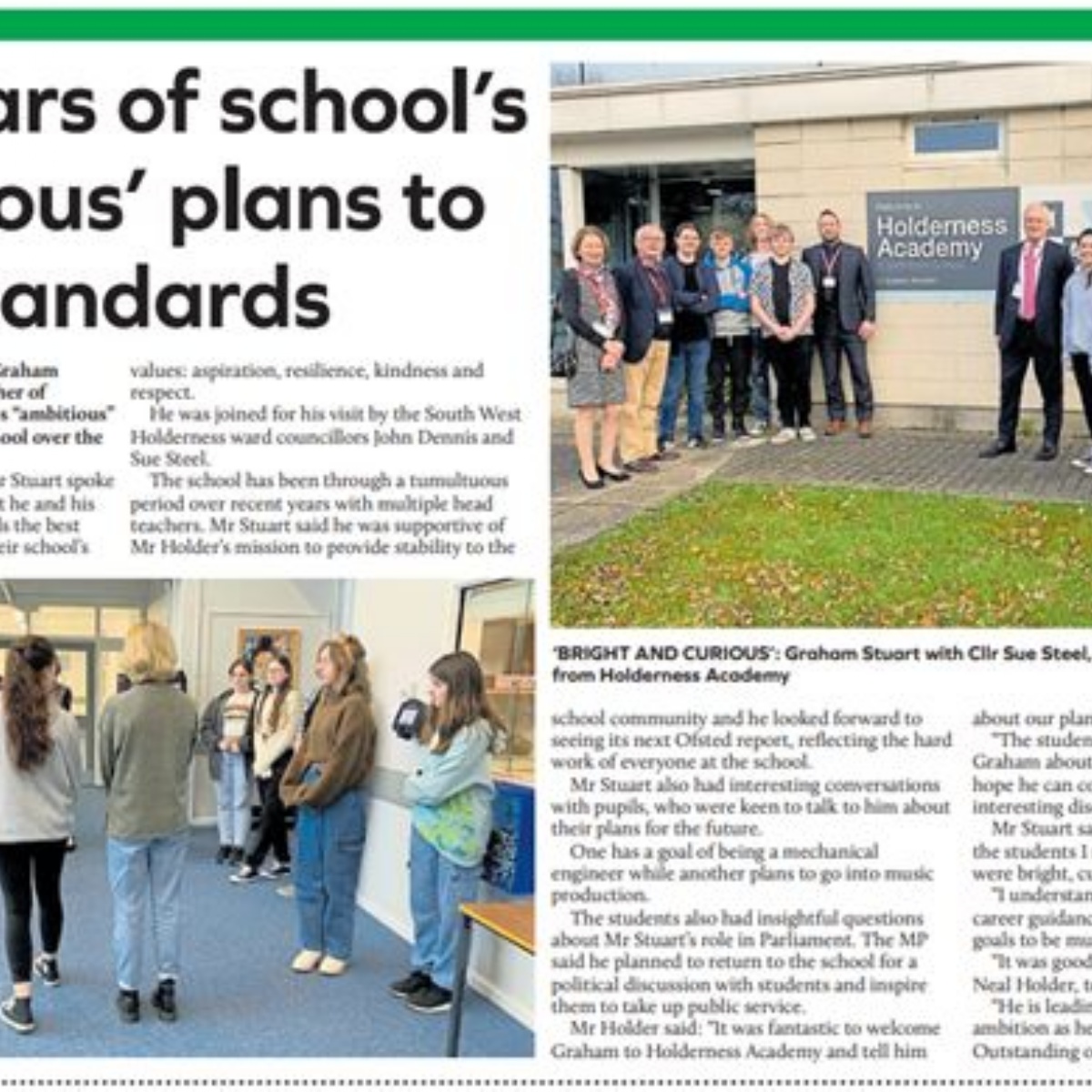 MP hears of school's ambitious plans - Holderness Academy