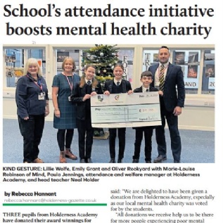 Attendance initiative boosts mental health charity. - Holderness Academy